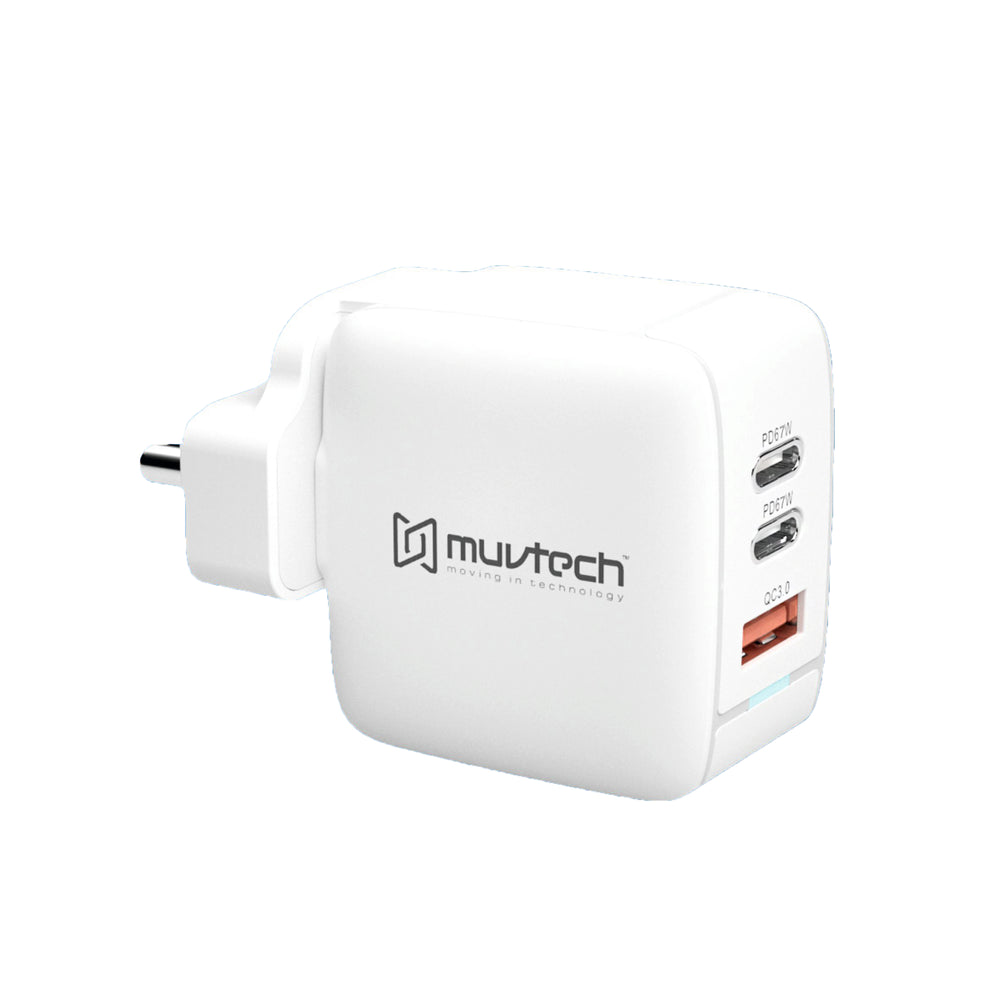 Muvtech 67W Triple Port Laptop Charger & Power Adapter (2 Type-C + USB-A) – Fast Charging for ...