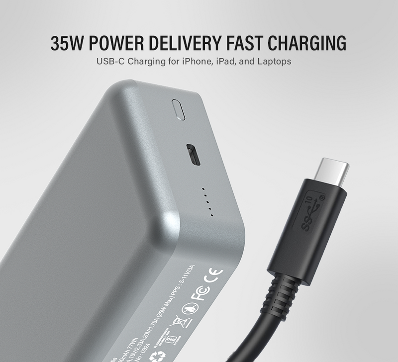 Muvtech 20000mAh Magnetic Power Bank | 15W MagSafe Wireless & 35W Fast ...