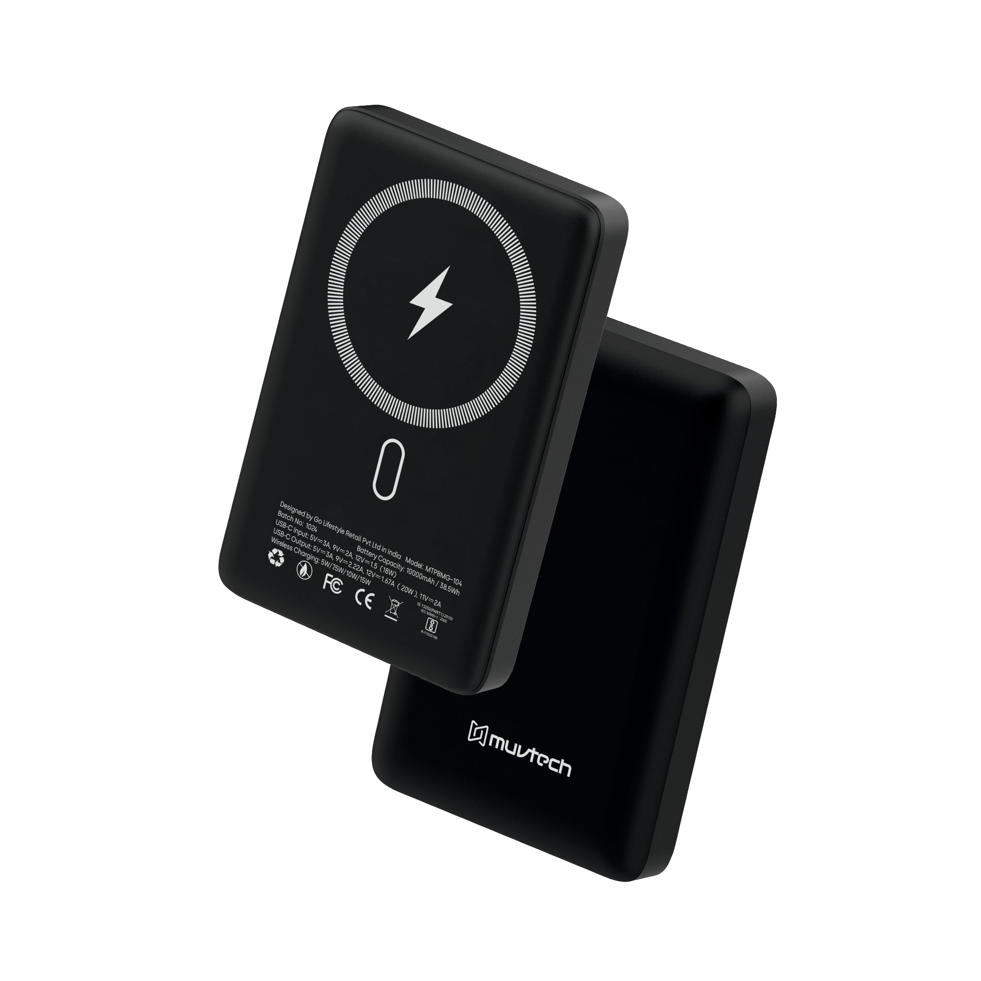 Muvtech Pocket Pro 10000mAh Power Bank | 15W Mag-Safe Wireless Charging ...